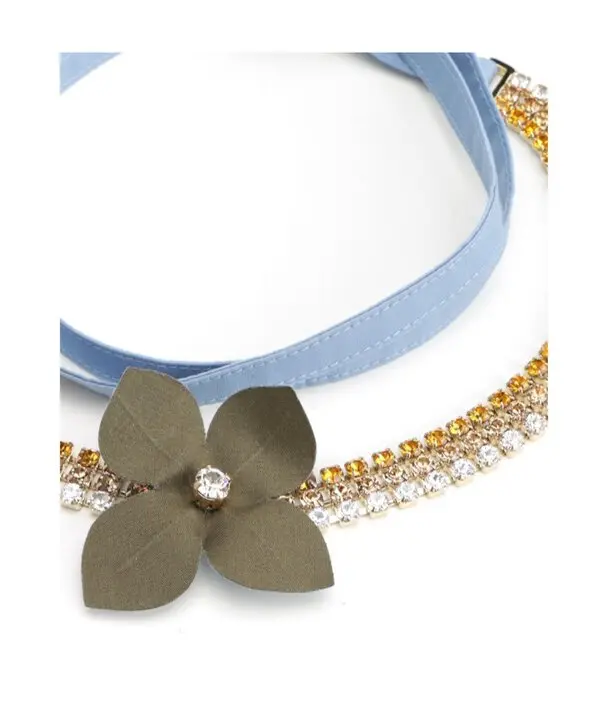 Marni Floral Pendant Necklace With Crystal Accents - Blue