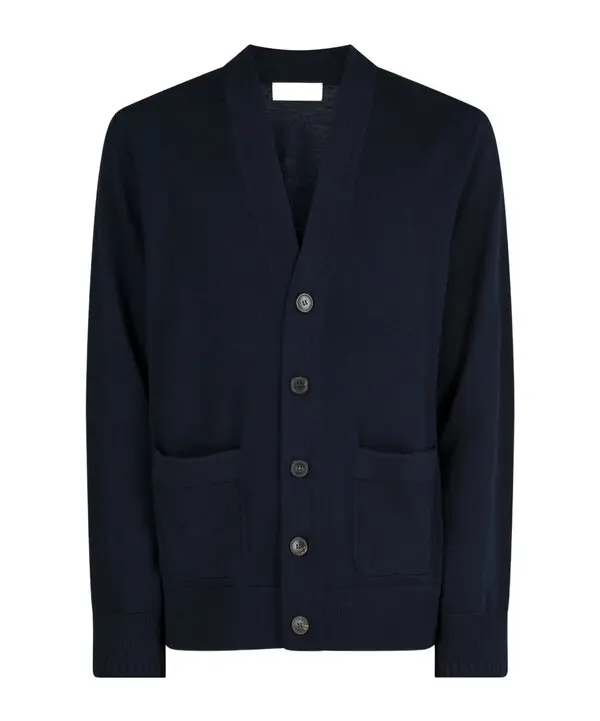 Dries Van Noten Ribbed V-neck Knit Top - Navy