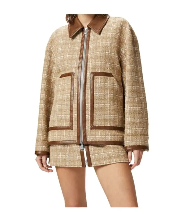 Pinko Checked Tweed Blouson Jacket