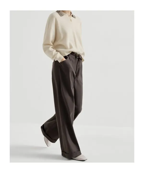 Brunello Cucinelli Palazzo Pants With Monili Detail
