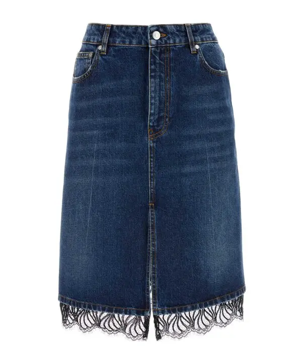 Stella McCartney Lace Detailed Denim Skirt