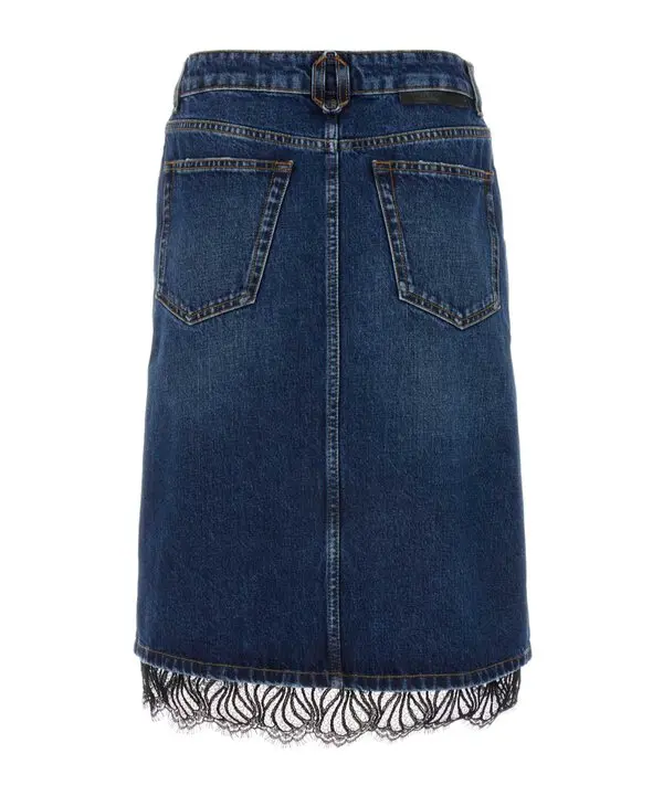 Stella McCartney Lace Detailed Denim Skirt