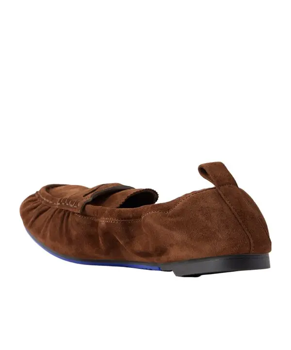 Burberry Logo Plaque Ruched Ballerinas - Fawn Brown