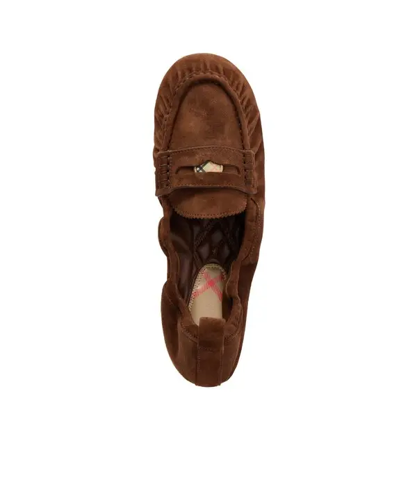 Burberry Logo Plaque Ruched Ballerinas - Hazel-brown
