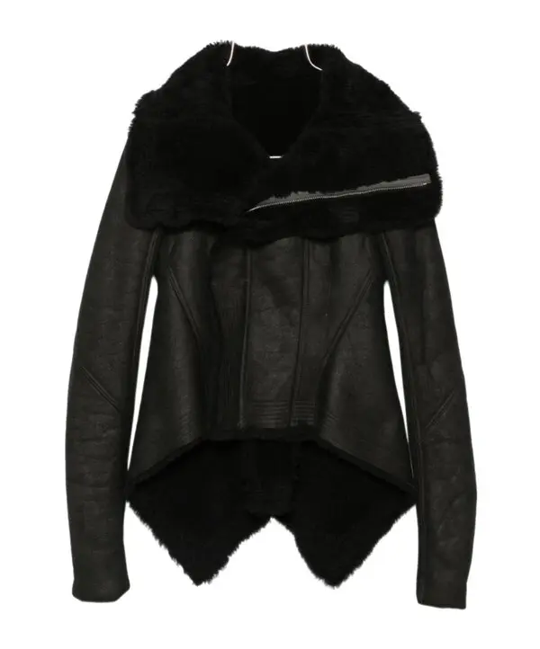 Rick Owens Naska Shearling-trim Asymmetric Jacket - Black