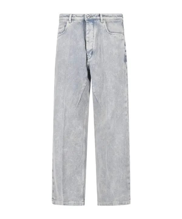 Rick Owens Honeycomb-textured Straight-leg Jeans - Indigo
