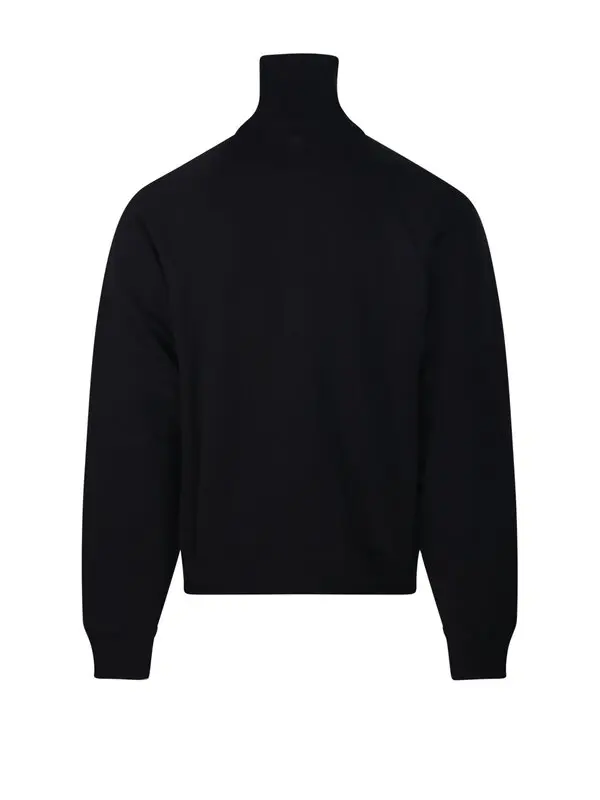 AMI Paris Cotton Zip Sweatshirt With Embossed Logo