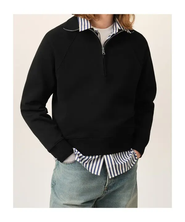AMI Paris Cotton Zip Sweatshirt With Embossed Logo