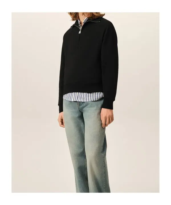 AMI Paris Cotton Zip Sweatshirt With Embossed Logo