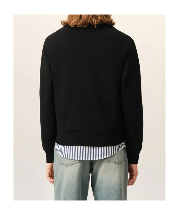 AMI Paris Cotton Zip Sweatshirt With Embossed Logo
