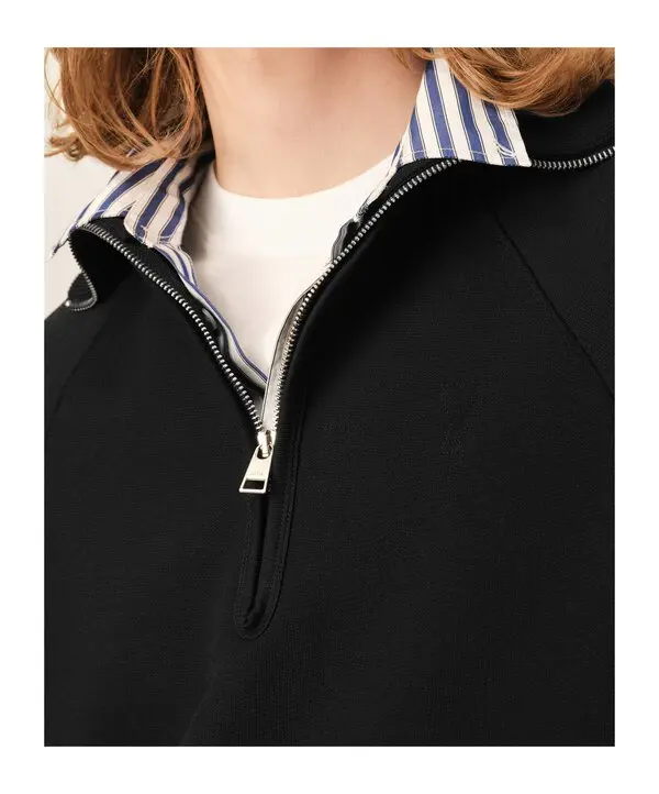 AMI Paris Cotton Zip Sweatshirt With Embossed Logo