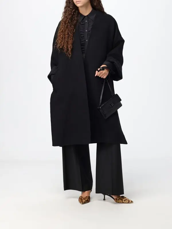 Fendi Wool Midi Coat - Black