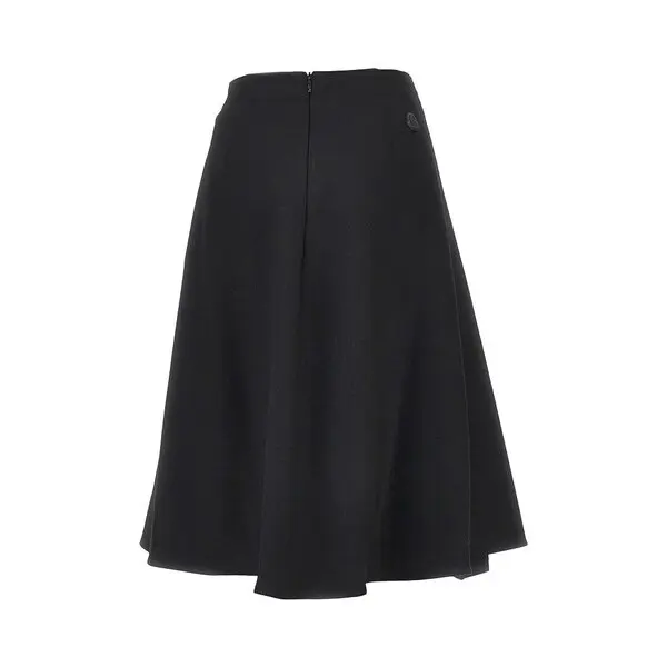 Moncler Wool Gabardine Midi Skirt - Black