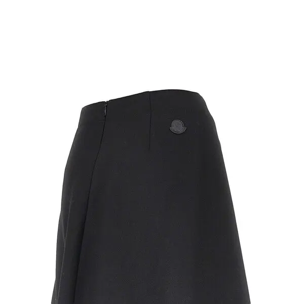 Moncler Wool Gabardine Midi Skirt - Black