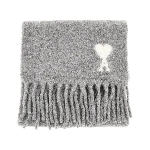 AMI Paris De Coeur' Alpaca-blend Scarf - Grey