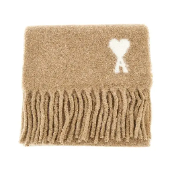 AMI Paris De Coeur' Alpaca-blend Scarf - Beige