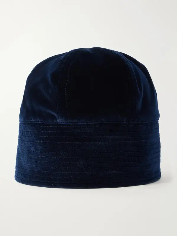 LES VACANCES D'IRINA Cotton-velvet Sailor Hat - Blue