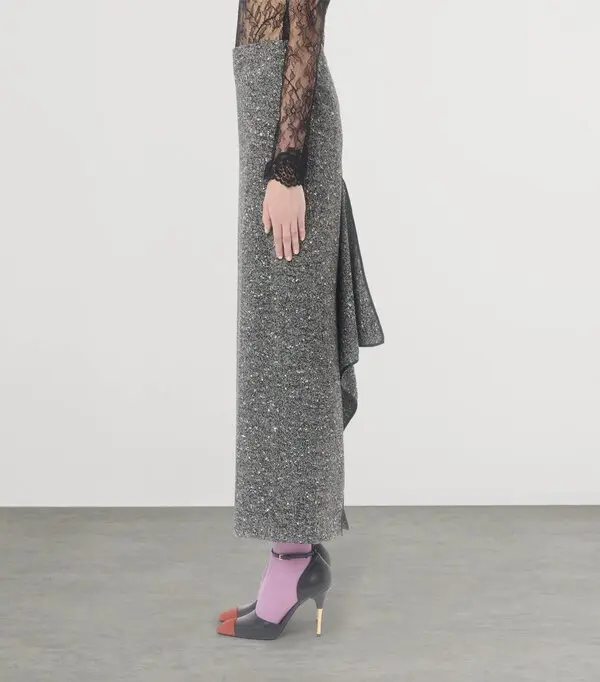 Valentino Garavani Wool-blend Midi Skirt With Waterfall Seam