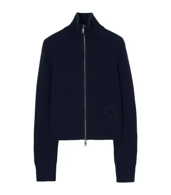 Burberry Cashmere-blend Zip-up Jacket - Blue