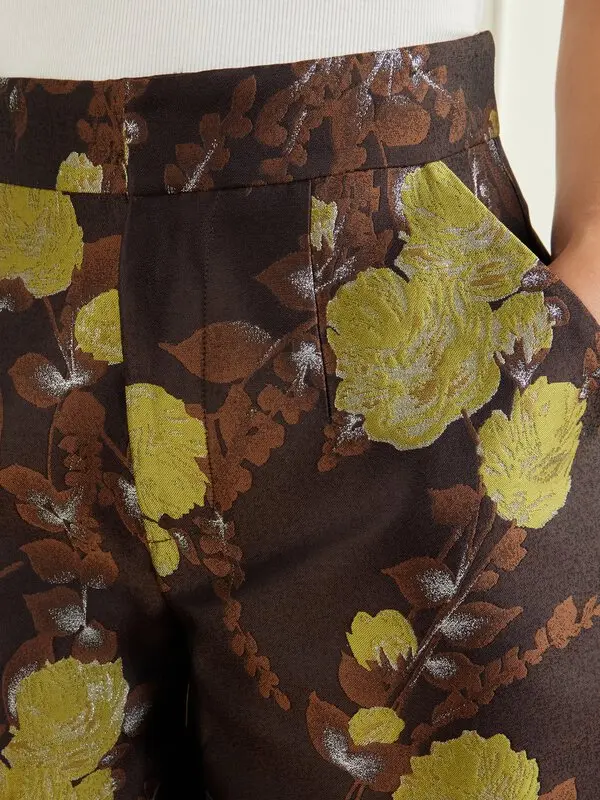 La DoubleJ Floral Jacquard Satin Shorts - Metallic