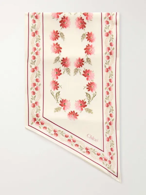 Chloé Printed Silk-crepe Scarf