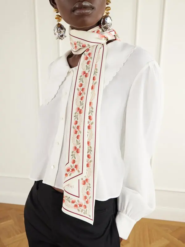 Chloé Printed Silk-crepe Scarf - Ivory