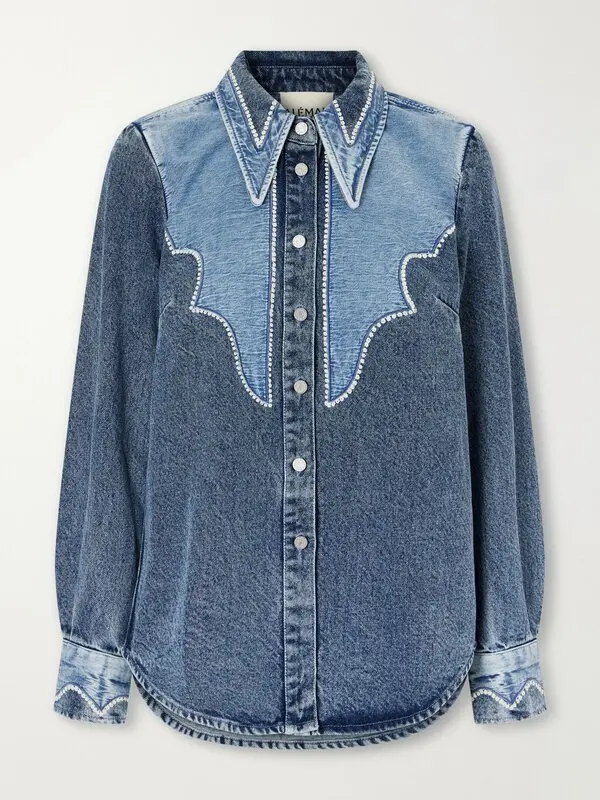 ALEMAIS Jesse Embroidered Denim Shirt - Blue