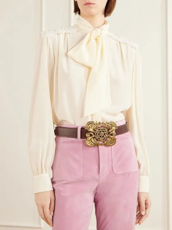 Chloé Embellished Leather Belt - Brown