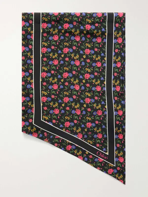 Chloé Folk Floral-printed Silk-crepe Scarf