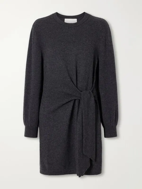LISA YANG Gabrielle Knotted Cashmere Mini Dress - Gray