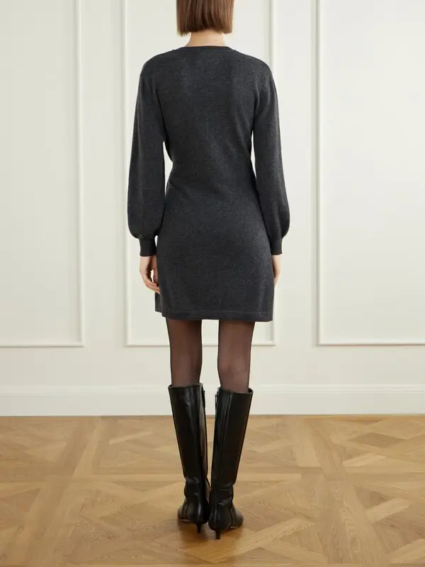 LISA YANG Gabrielle Knotted Cashmere Mini Dress - Gray