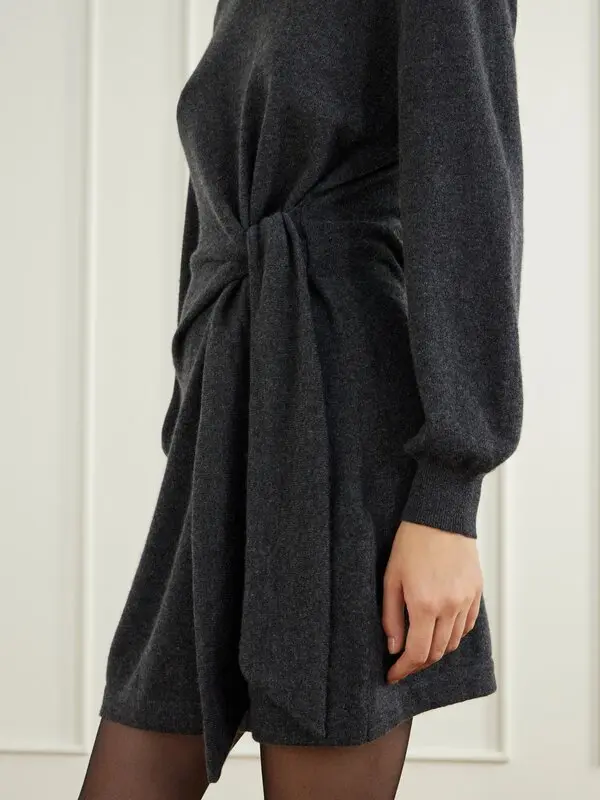 LISA YANG Gabrielle Knotted Cashmere Mini Dress - Gray