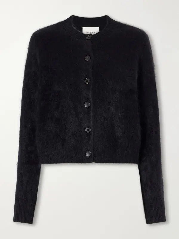 LISA YANG Azalea Brushed-cashmere Cardigan - Black