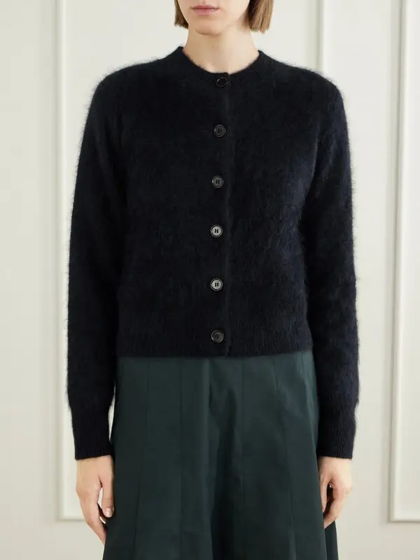 LISA YANG Azalea Brushed-cashmere Cardigan - Black
