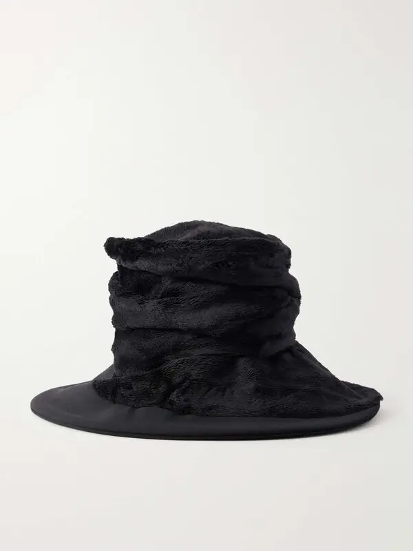 Junya Watanabe Plush And Wool-gabardine Wide Brim Hat
