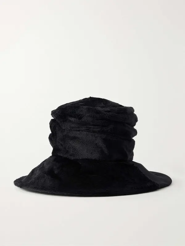 Junya Watanabe Plush And Wool-gabardine Wide Brim Hat