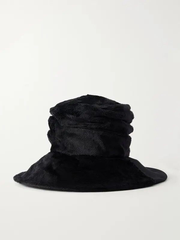 Junya Watanabe Plush And Wool-gabardine Wide Brim Hat