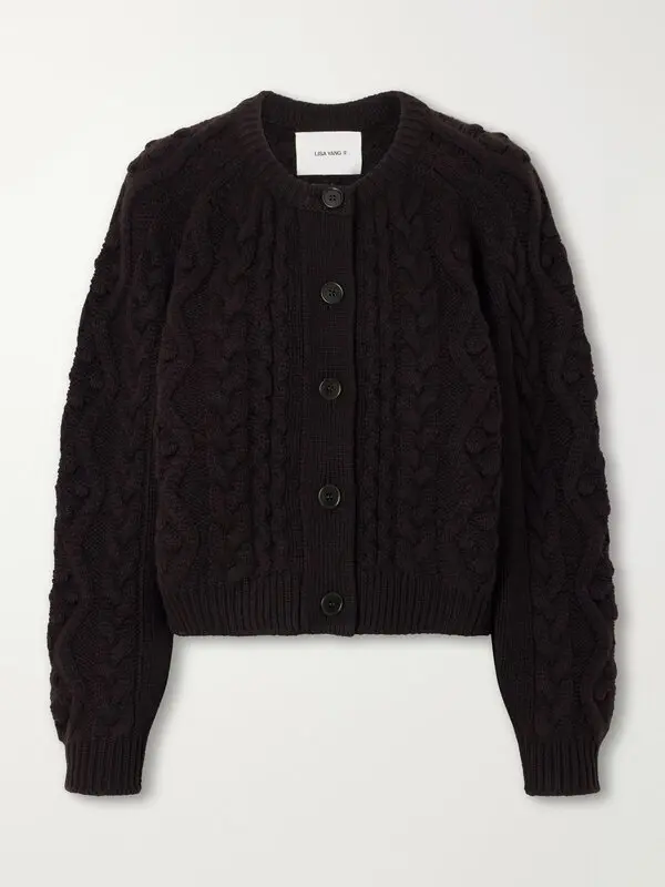 LISA YANG Winroe Cable-knit Cashmere Cardigan - Brown