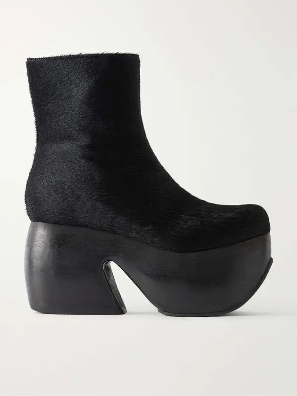 Comme Des Garçons John Fluevog Calf Hair Ankle Boots