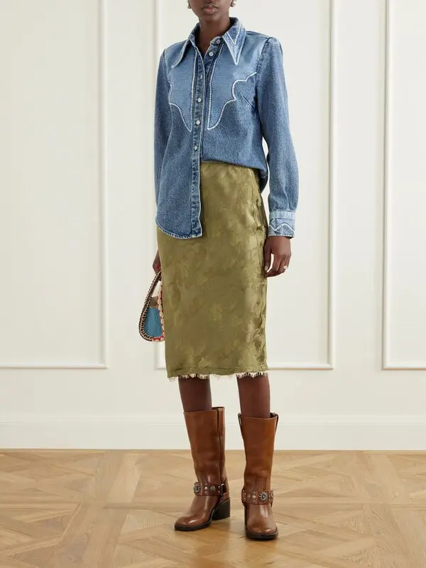 ALEMAIS Winifred Floral Jacquard Midi Skirt