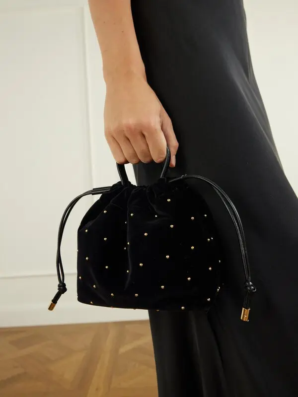 Chloé Embellished Velvet Drawstring Bag