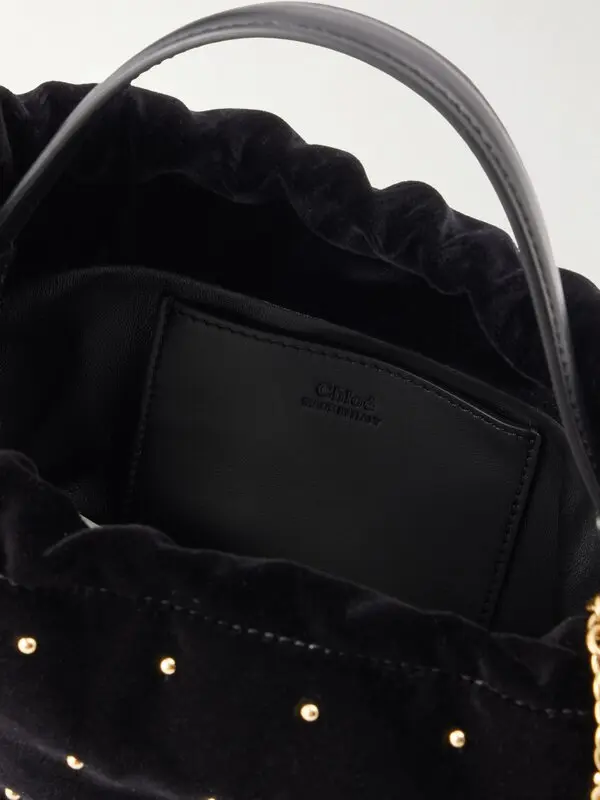 Chloé Embellished Velvet Drawstring Bag