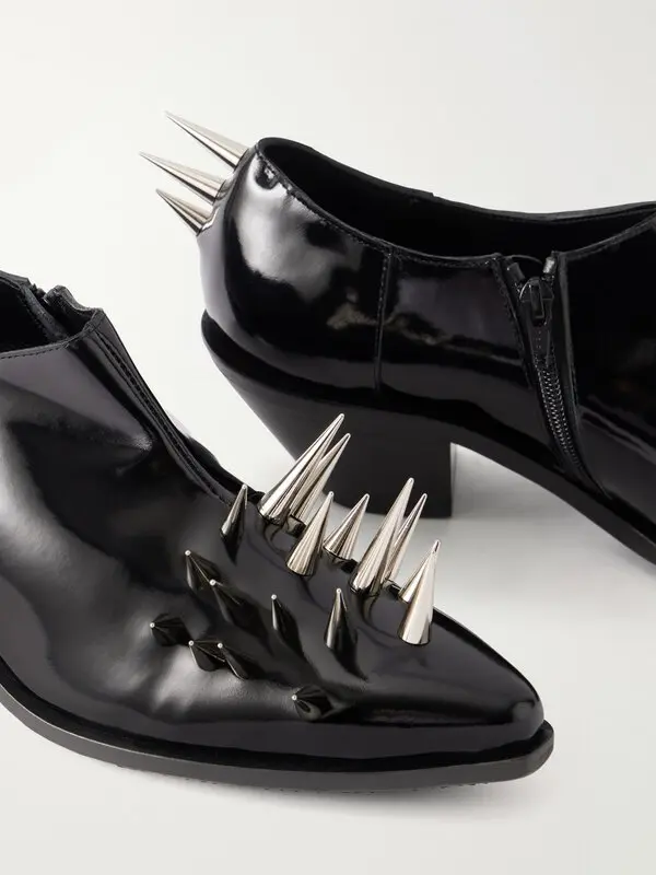 Junya Watanabe Studded Patent-leather Ankle Boots