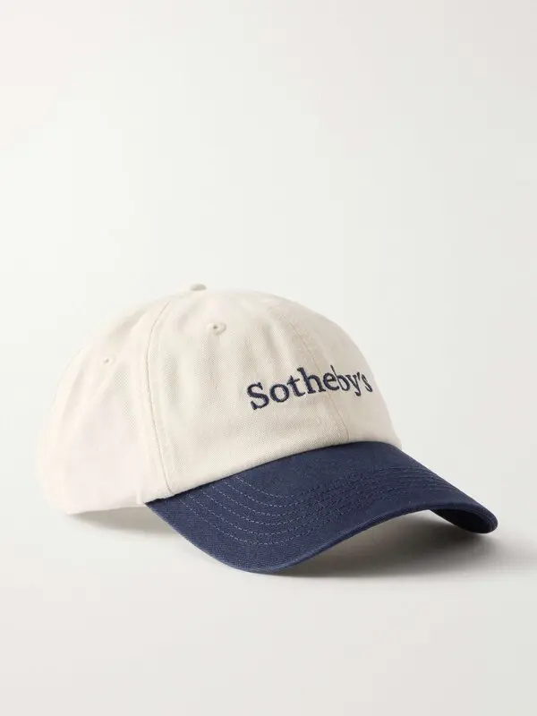 FRAME Sotheby's Embroidered Cotton-twill Cap - Cream