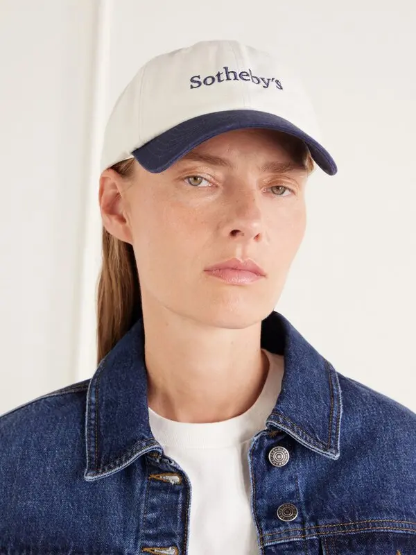 FRAME Sotheby's Embroidered Cotton-twill Cap - Neutrals