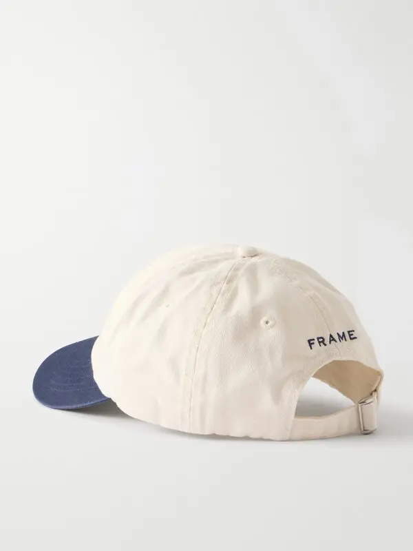 FRAME Sotheby's Embroidered Cotton-twill Cap - Neutrals