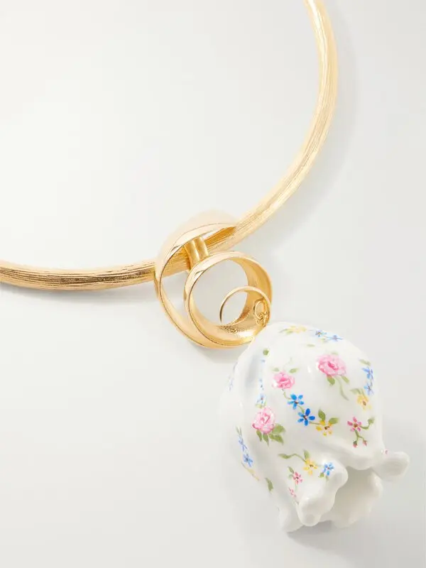 Chloé Embellished Pendant Necklace - Gold