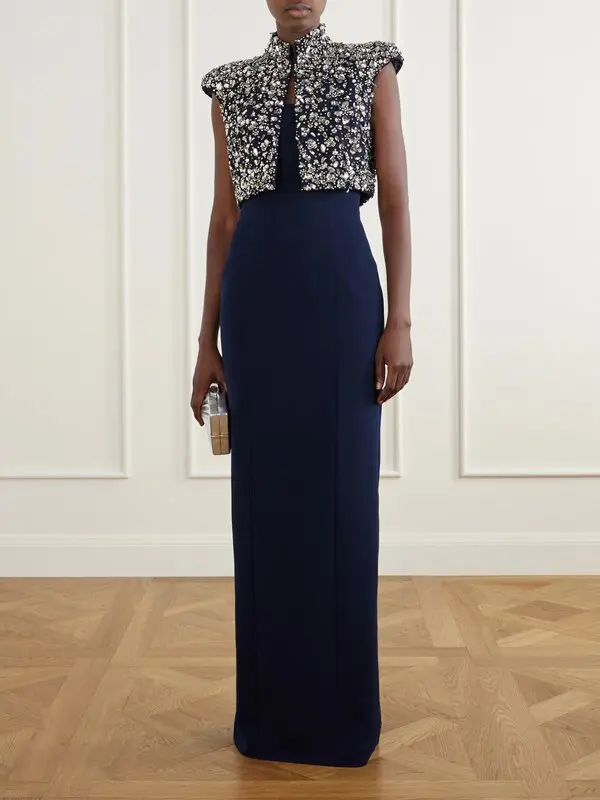 Jenny Packham Estelle Crepe Gown - Blue
