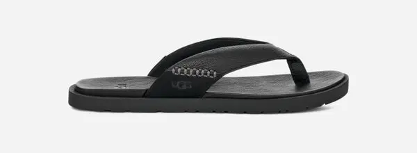 UGG Seaside Ii Flip Leather/suede Sandals - Black