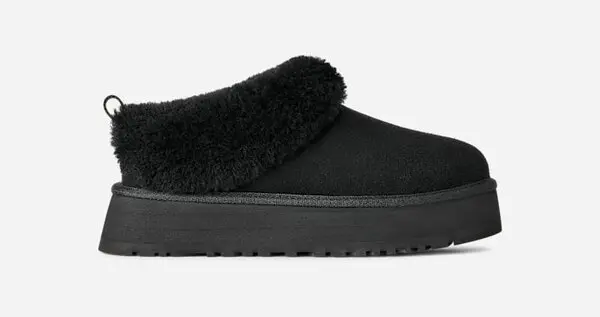 UGG Tazzelle Sheepskin Platform Slippers - Black